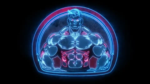 Body Building Animated Neon Logo with Re... | Stock Video | Pond5
