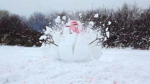 Body of snowman with blooded face explod... | Stock Video | Pond5