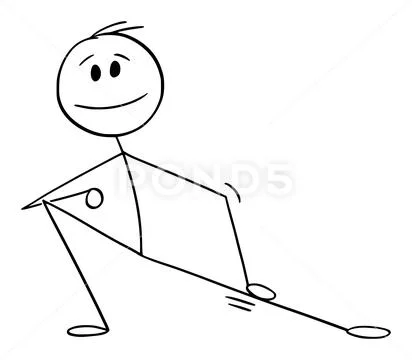 Body Stretching Pose, Vector Cartoon Stick Figure Illustration: Graphic ...