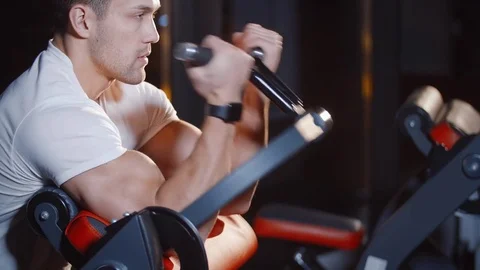 Bodybuilder do biceps hand muscles worko... | Stock Video | Pond5
