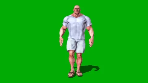 Bodybuilder with Shirt Walks Green Scree... | Stock Video | Pond5
