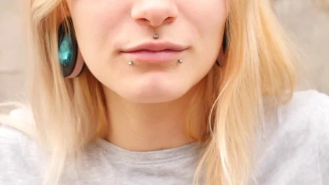 bodymification. a girl with a split tong... | Stock Video | Pond5