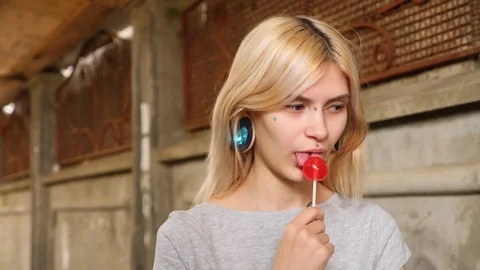 bodymification. a girl with a split tong... | Stock Video | Pond5