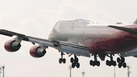 Boeing 747 landing, rear view | Stock Video | Pond5