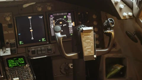 BOEING 747 yoke and cockpit 4K | Stock Video | Pond5