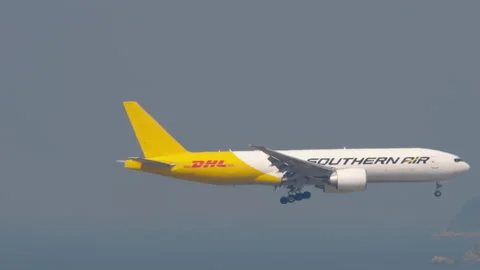 Boeing 777 cargo aircraft DHL Southern A... | Stock Video | Pond5