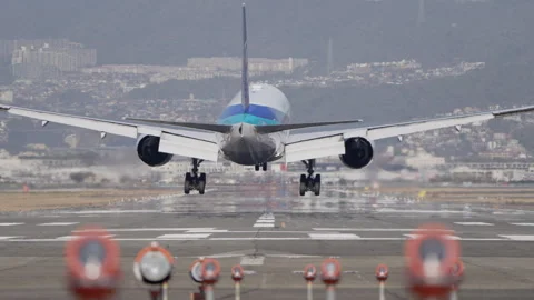 Boeing 777 Passenger Airplane Rear View ... | Stock Video | Pond5