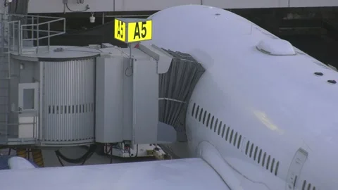 boeing 787 airplane at gate | Stock Video | Pond5