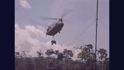Boeing CH-47 Chinook carries in water tr... | Stock Video | Pond5