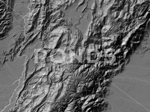 Bogota Capital District, Colombia. Bilevel elevation map with lakes and ...
