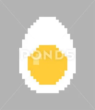 Boiled egg pixel art. Half an egg 8 bit. pixelated food vector ...