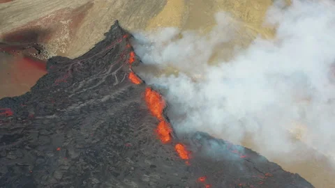 Boiling Lava Rising To The Surface Of Vo... | Stock Video | Pond5