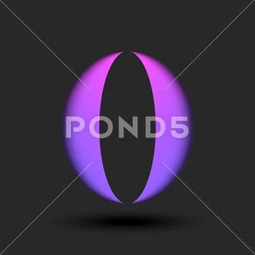 Bold 3D letter O monogram or zero 0 symbol calligraphy logo, oval shape ...