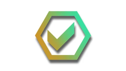 Bold checkmark symbol hexagon isolated a... | Stock Video | Pond5