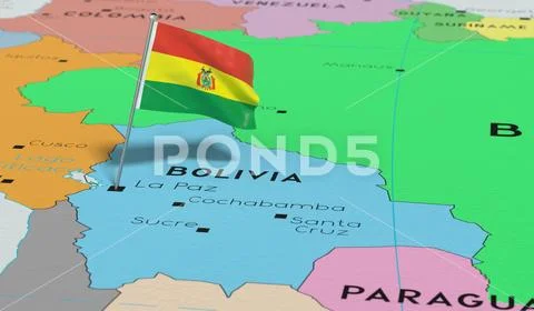 Bolivia, La Paz - national flag pinned on political map - 3D ...