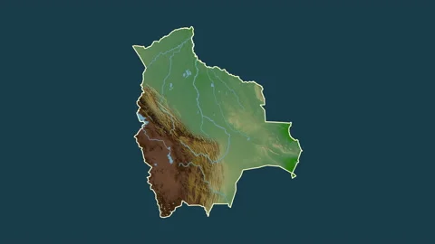 Bolivia map - cartoon. Border. Physical. | Stock Video | Pond5