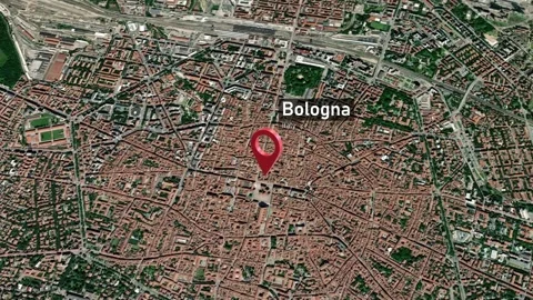 Bologna City Map Zoom (Italy) from Space... | Stock Video | Pond5