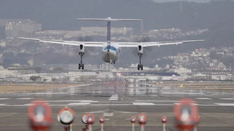 Bombardier Dash 8 Passenger Airplane Rea... | Stock Video | Pond5