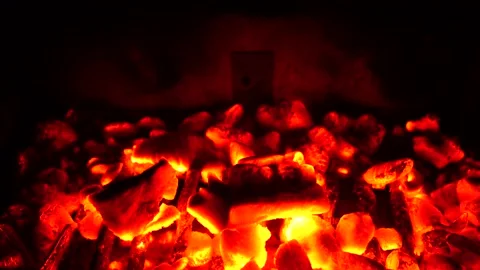bonfire campfire with coal and wood burn... | Stock Video | Pond5