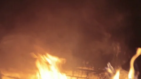 Bonfire. Fire. Flame. Sparkles in Night | Stock Video | Pond5