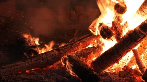 Bonfire at night, close up, nature backg... | Stock Video | Pond5