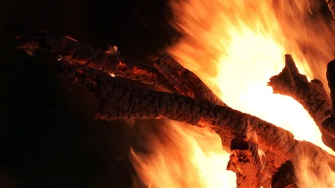 Bonfire at night, close up, nature backg... | Stock Video | Pond5