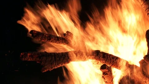 Bonfire at night, close up, nature backg... | Stock Video | Pond5