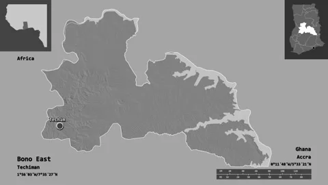 Bono East location. Ghana. Bilevel map | Stock Video | Pond5
