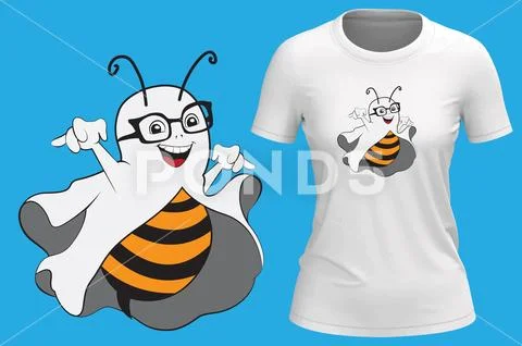 Boo bee, funny honeybee cartoon. Vector illustration Illustration ...