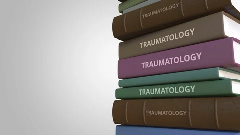 Book cover with TRAUMATOLOGY title, loop... | Stock Video | Pond5