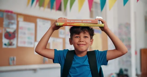 Books, face and learning with boy studen... | Stock Video | Pond5