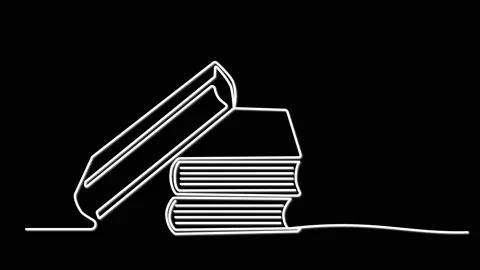 Books stacked self drawing animation. Li... | Stock Video | Pond5