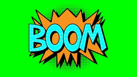 BOOM Comic words animation green screen | Stock Video | Pond5