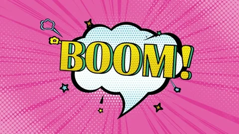 BOOM in pop art style, pink background | Stock Video | Pond5