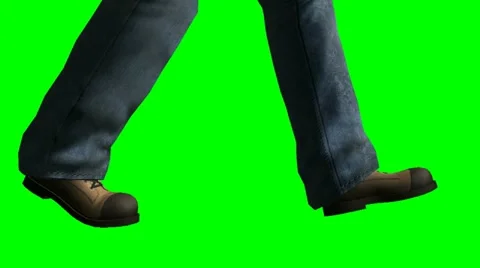 Boots and jeans walking green screen | Stock Video | Pond5