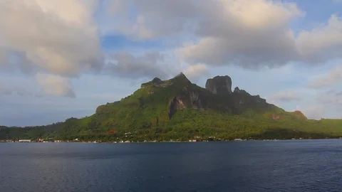 Bora Bora extinct volcano in the lagoon | Stock Video | Pond5