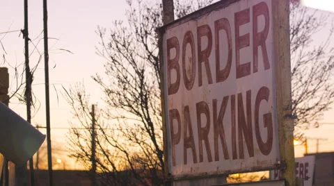 Border Crossing Parking Lot Sign | Stock Video | Pond5
