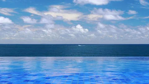 Borderless pool and ocean with blue wate... | Stock Video | Pond5