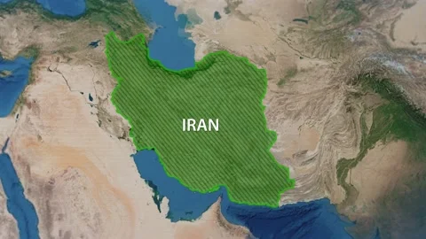 Borders of the country of Iran on the ma... | Stock Video | Pond5