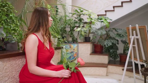 Bored brunette woman poses for artist at... | Stock Video | Pond5