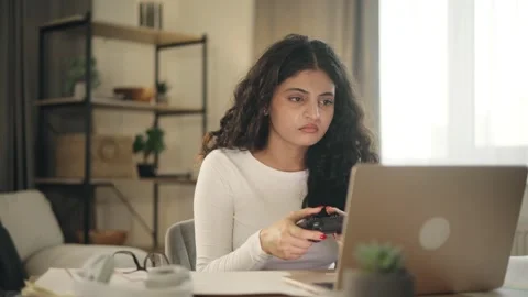 Boring curly young woman play uninterest... | Stock Video | Pond5