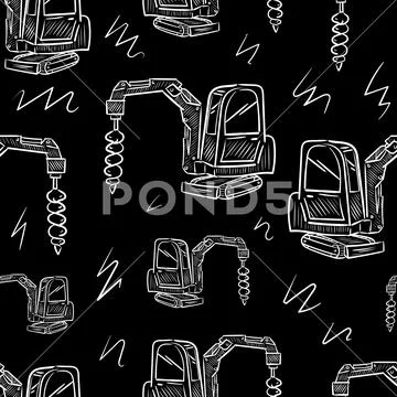 Boring machine black seamless texture: Graphic #117698809