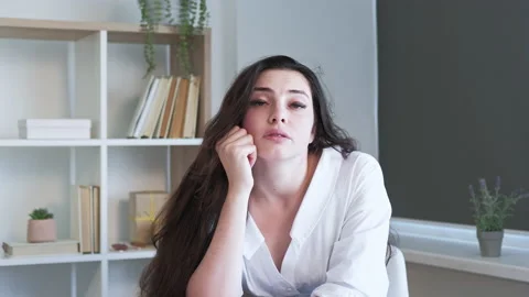 boring work virtual meeting drowsy woman... | Stock Video | Pond5