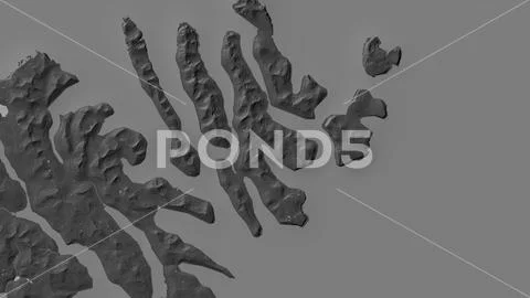 Boroy Island in the North Atlantic Ocean on a bilevel elevation map ...