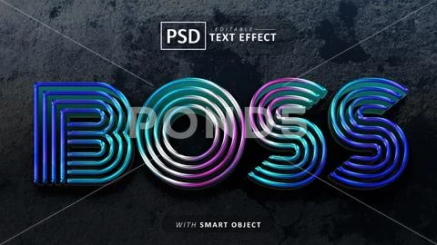 PSD Template: Boss line style text effect editable #220168901