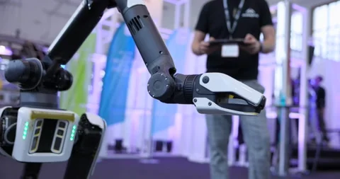 The Boston Dynamics's robot dog arm show... | Stock Video | Pond5