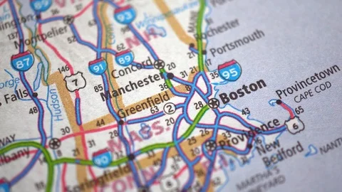 Boston on USA Road Map, Slider Shot | Stock Video | Pond5