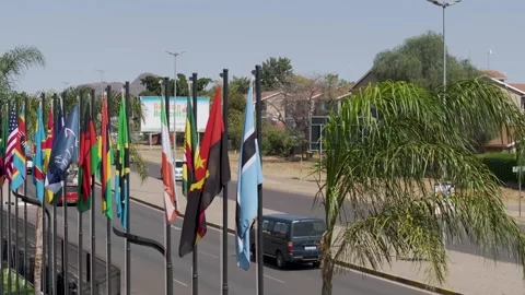Botswana, Gaborone, national flag togeth... | Stock Video | Pond5