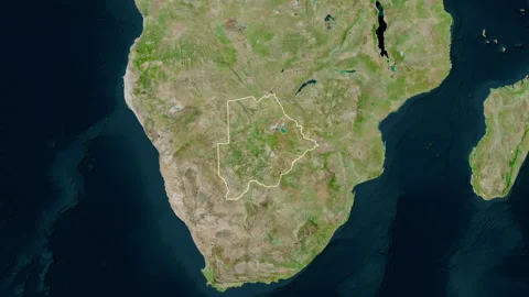 Botswana map - glide. Border. Satellite. | Stock Video | Pond5