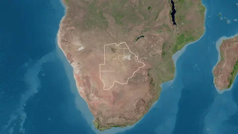 Botswana map - glide. Regions. Satellite... | Stock Video | Pond5